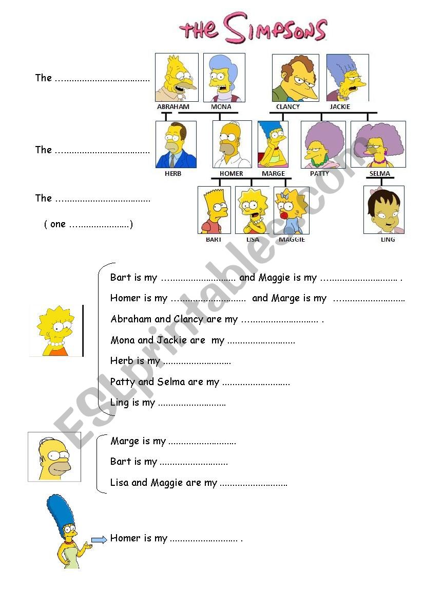 the Simpsons´ family tree - ESL worksheet by stonie01