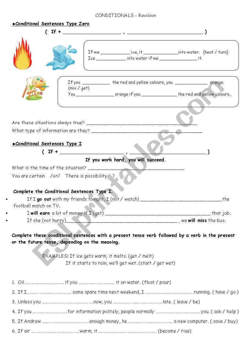 Revision zero and 1´st conditional - ESL worksheet by eiwbl