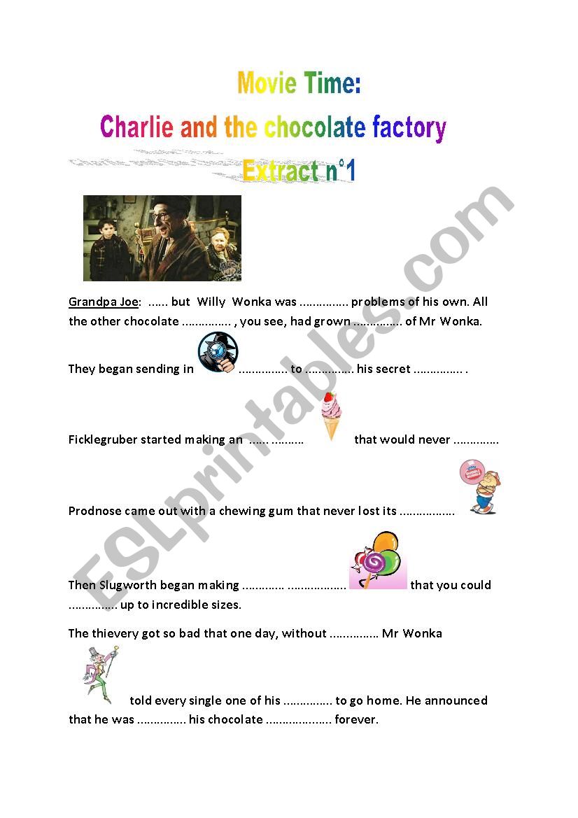 Movie Time: Extract n°1 Charlie and the chocolate factory - ESL ...