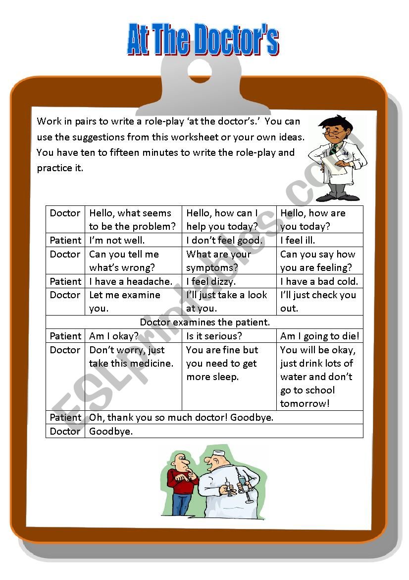 At the doctor´s - ESL worksheet by stacksy