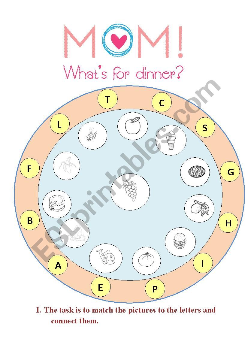 Alphabet - What´s for dinner? PART 1 - ESL worksheet by Dasha1055