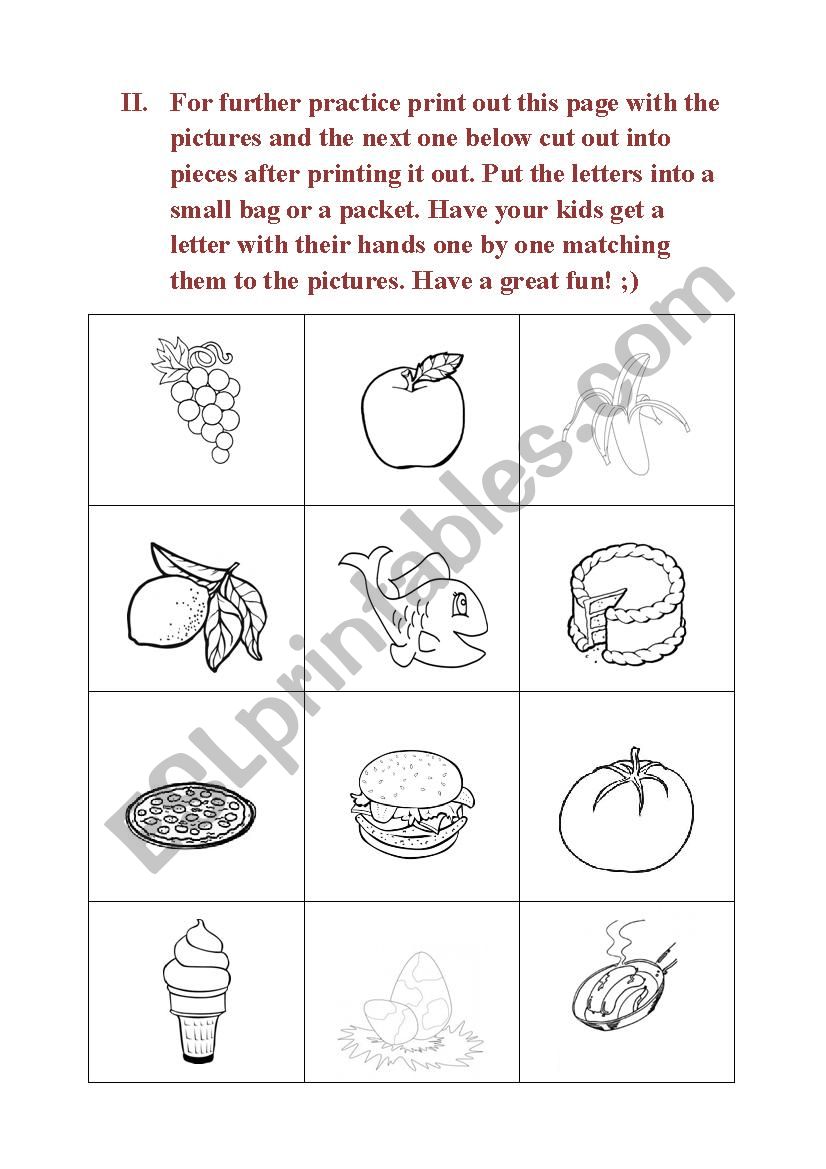 Alphabet - What´s for dinner? PART 2 - ESL worksheet by Dasha1055