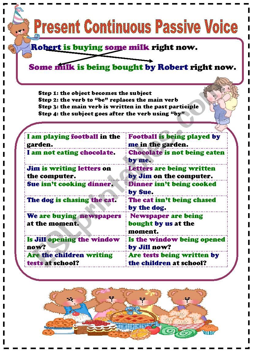Passive Voice Present Continuous ESL Worksheet By LILIAAMALIA