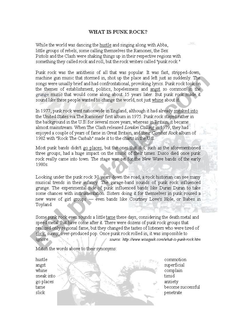 What´s Punk Rock - ESL worksheet by lecopop