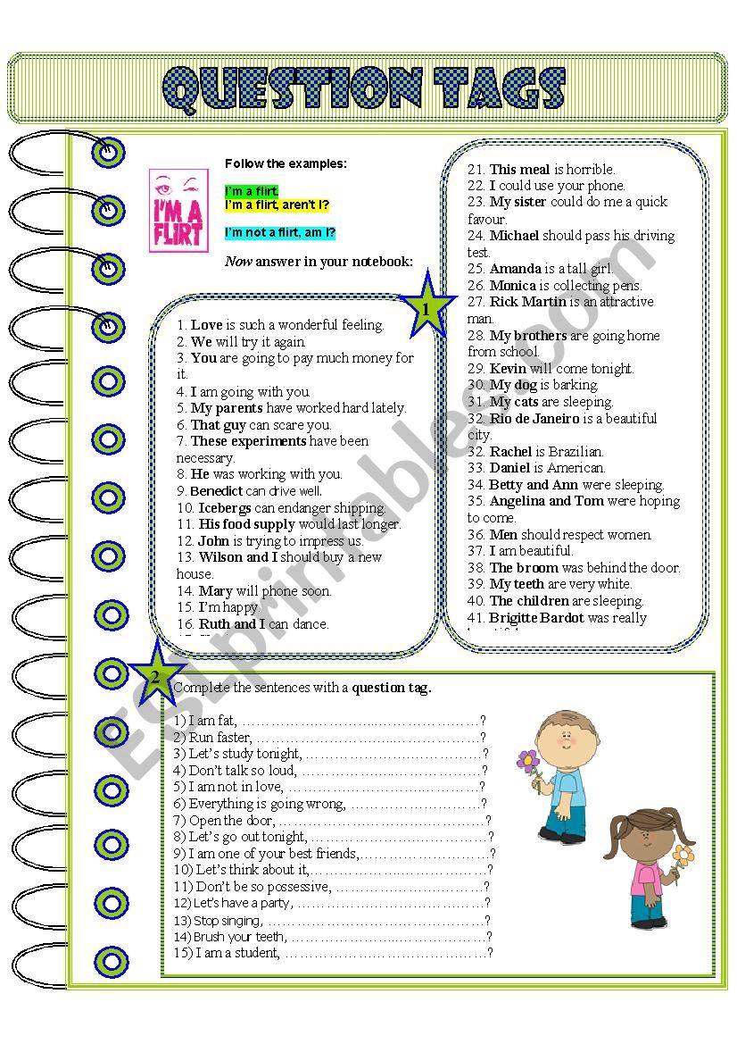 Positive And Negative Statement TAG QUESTIONS ESL Worksheet By Welch