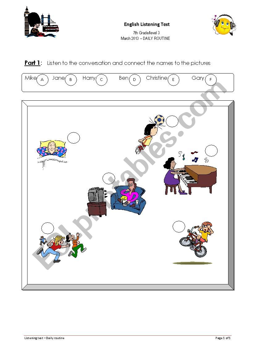 Listening Test Daily Routine ESL Worksheet By Teresaspicy