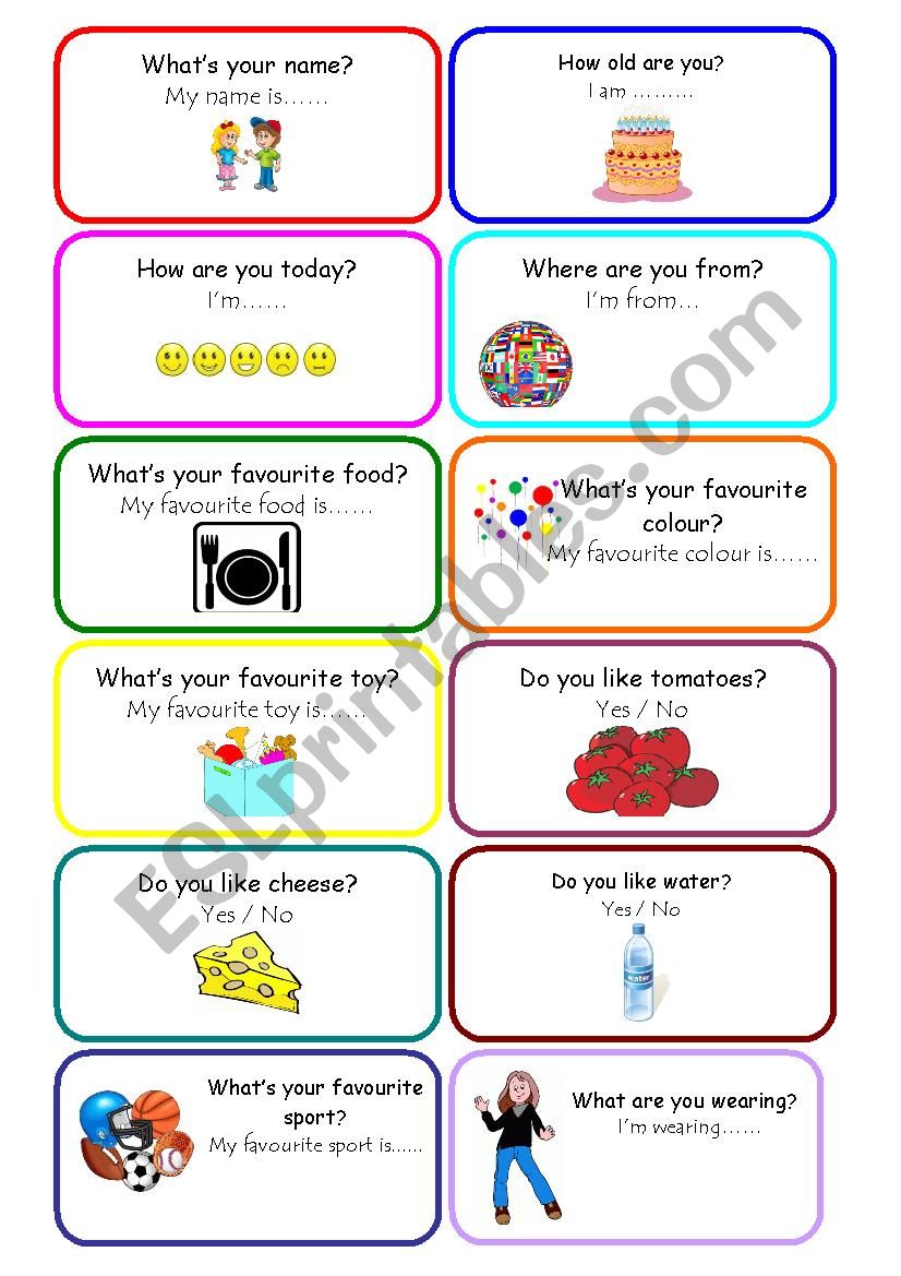Speaking Cards ESL Worksheet By Gabita14 Speaking Cards ESL Worksheet By Gabita14
