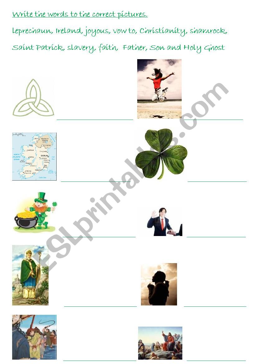 Saint Patrick´s Day song- simple vocabulary exercise - ESL worksheet by ...
