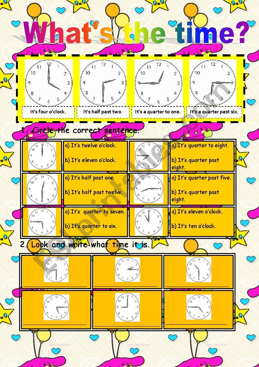 What´s the time? - ESL worksheet by yomna auf