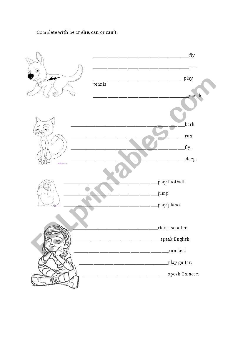 Bolt Superdog can/can´t - ESL worksheet by vvvsss