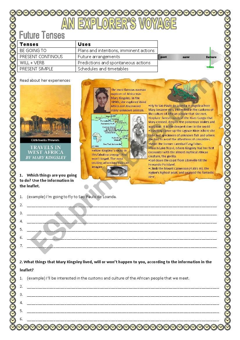 Future tenses - An explorer´s voyage - ESL worksheet by maigomay