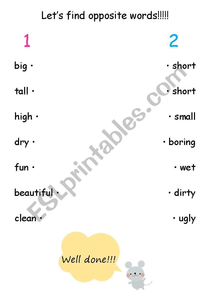 let´s find opposite words - ESL worksheet by lilylilylily