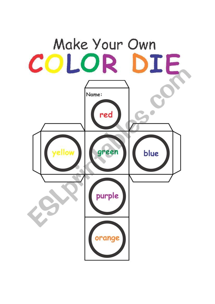 Make Your Own Color Die ESL Worksheet By Brucescrews