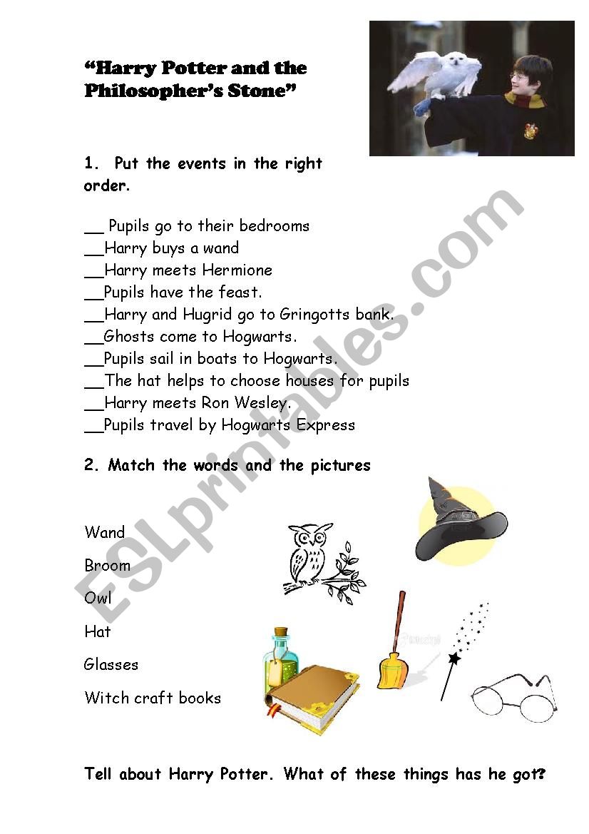 Harry Potter and the Philosopher´s Stone - ESL worksheet by MARIA FIL