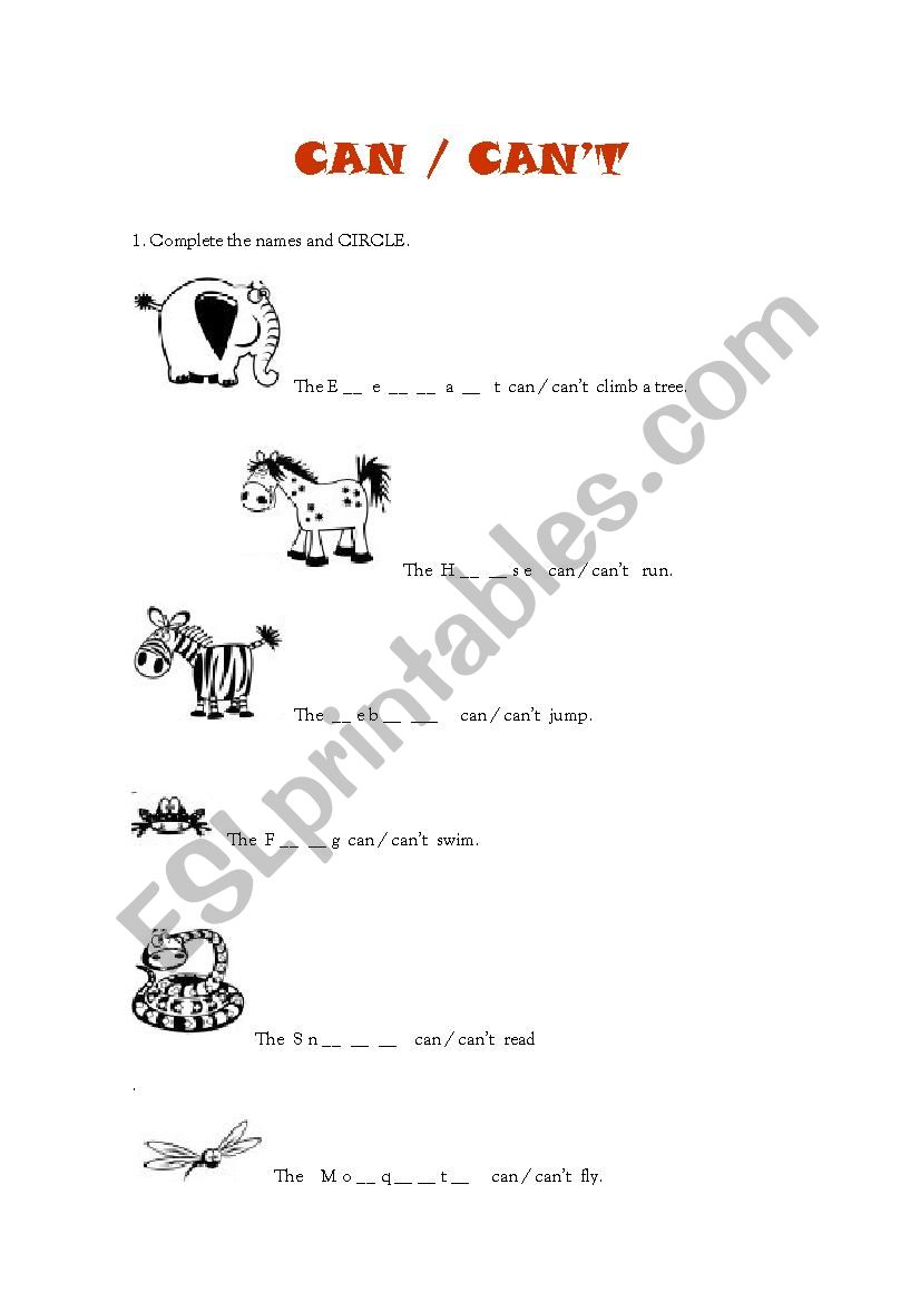 Can / Can´t - ESL worksheet by ye86