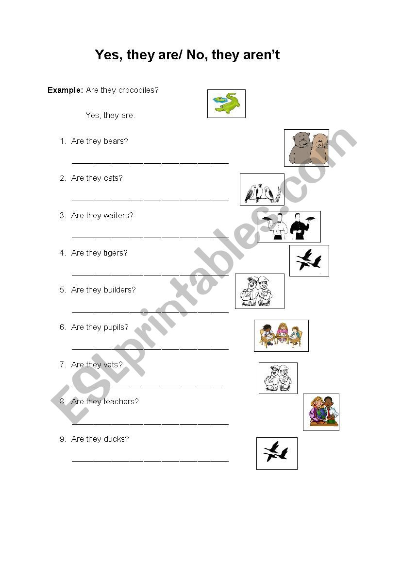 yes, they are- no, they aren´t - ESL worksheet by selimeo