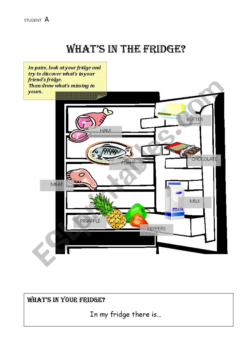 WHAT´S IN THE FRIDGE? (PART 1) - ESL worksheet by ANTY.ANTY