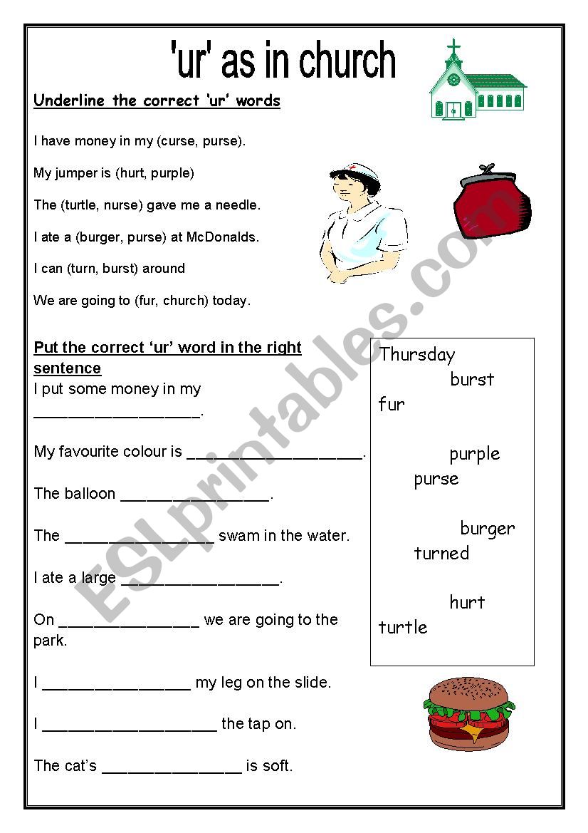´ur´ as in church - ESL worksheet by woylie1