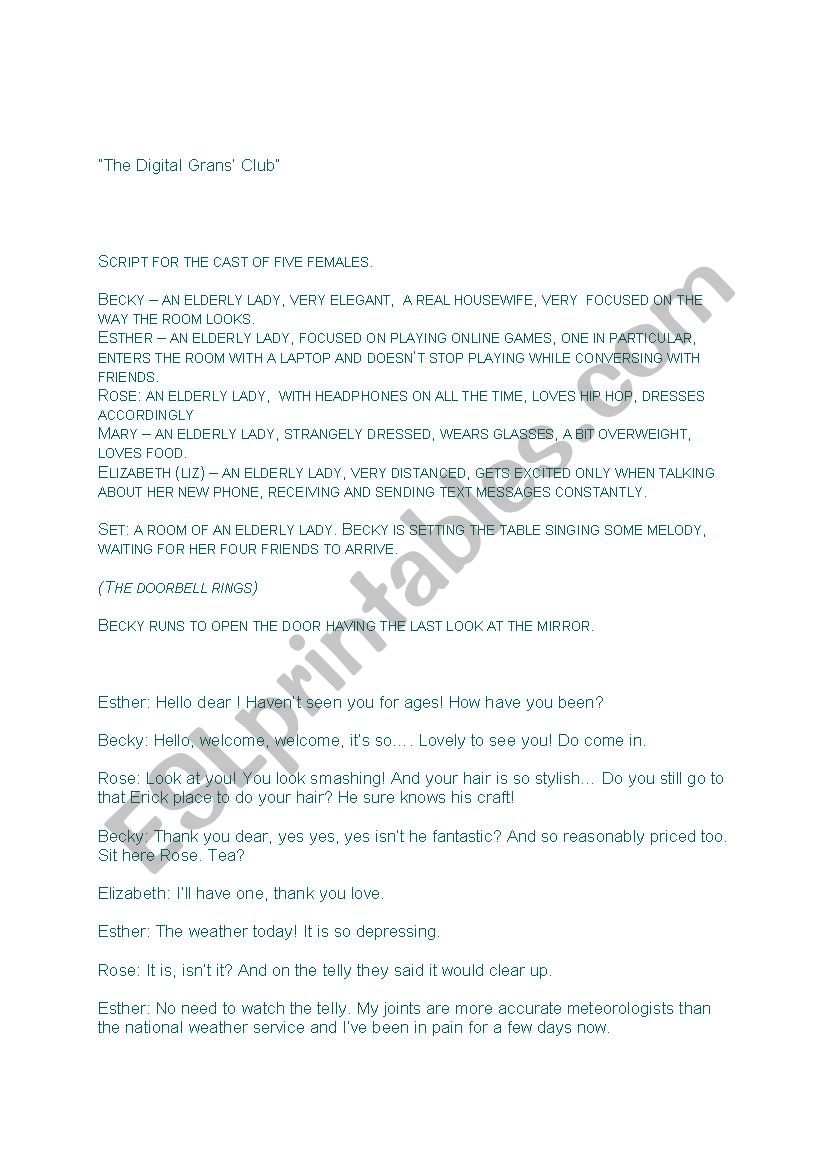 The Digital Grans´ Club - theatre script for the cast of 5 females ...