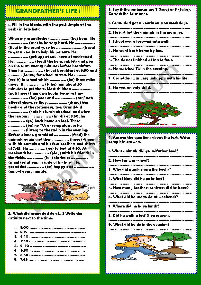 Grandfather´s life 1/2 (+ key) - ESL worksheet by dinglesazara