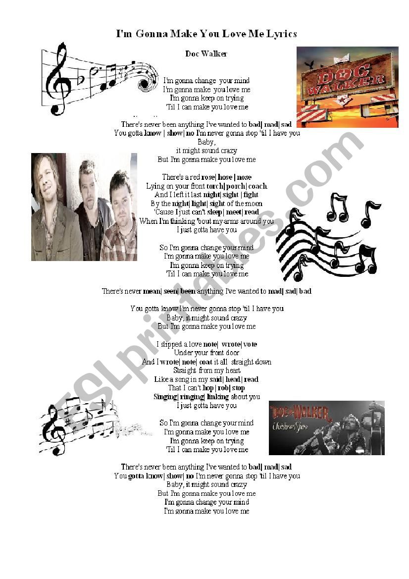 Future GOING TO, a song I¨M GONNA MAKE YOU LOVE ME - ESL worksheet by ...