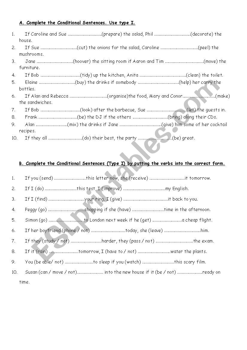 IF CLAUSE-TYPE 1 - ESL worksheet by aysun1973 IF CLAUSE-TYPE 1 - ESL worksheet by aysun1973