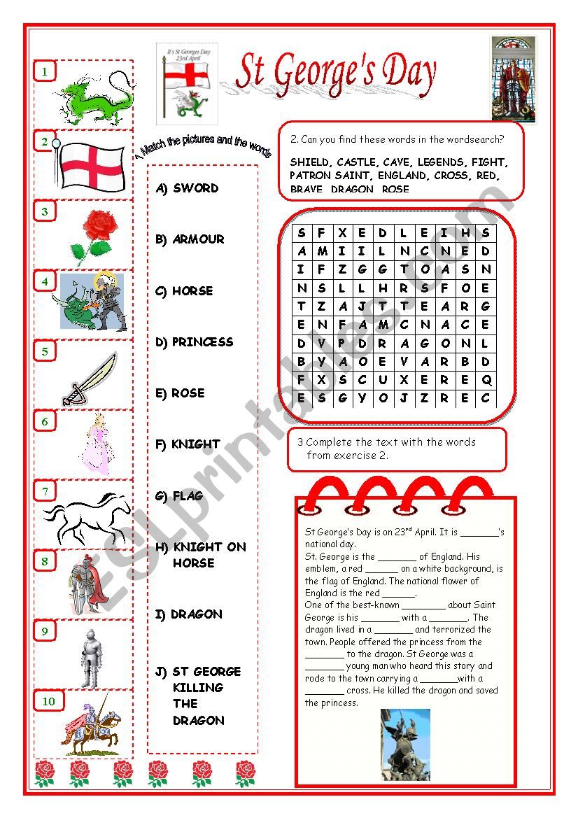 St George´s Day - ESL worksheet by eve25