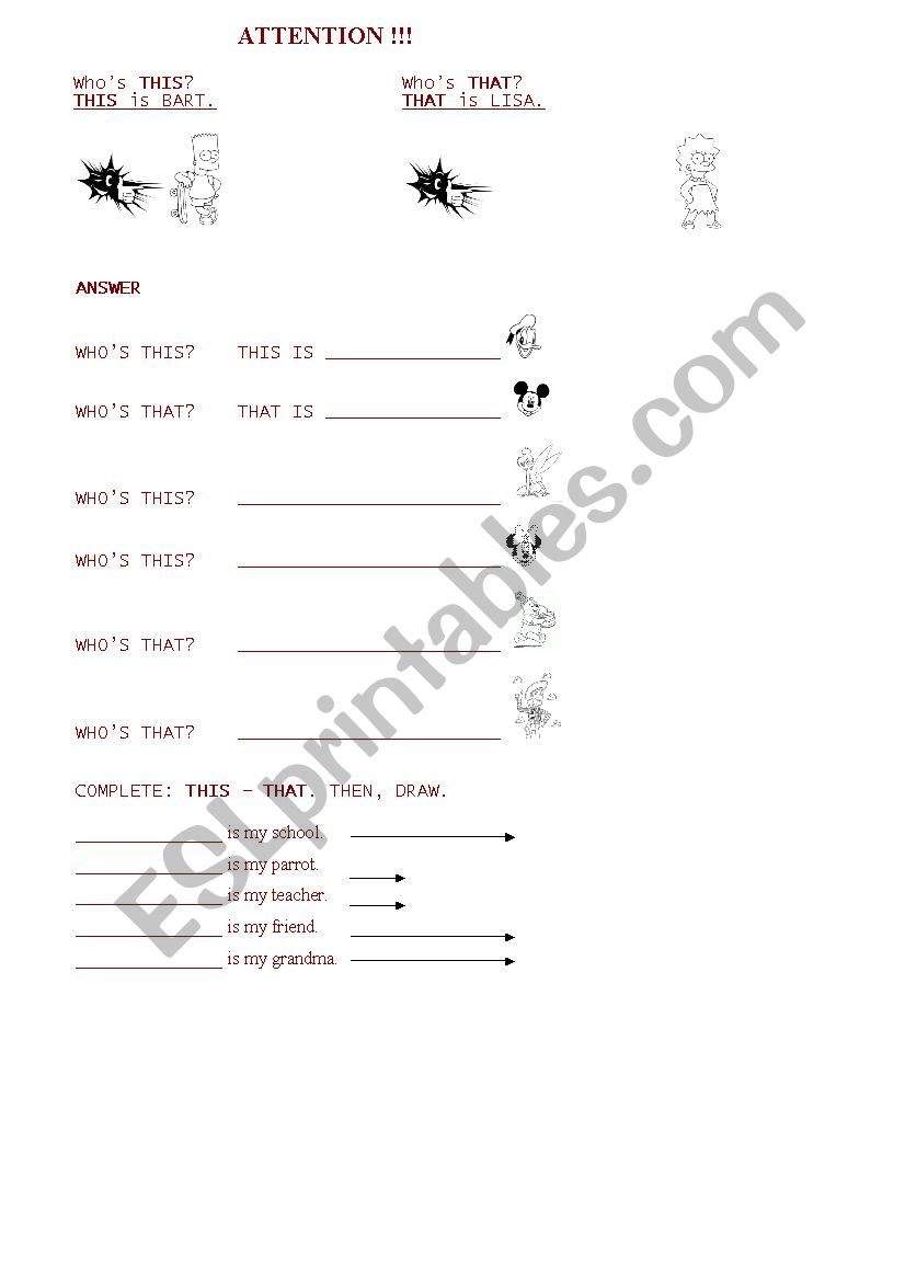 Who´s THIS?? Who´s THAT? - ESL worksheet by Moonlightmile