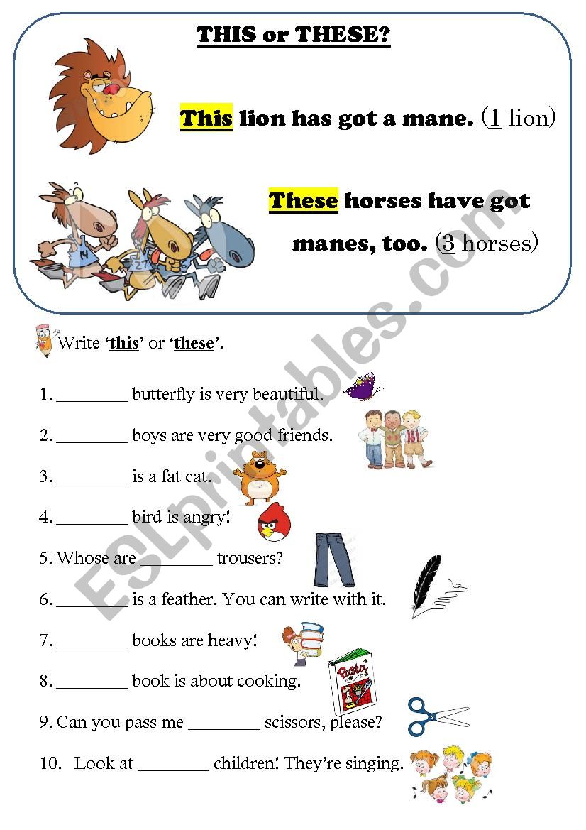 ´this´ or ´these´ - ESL worksheet by gokcekeskin