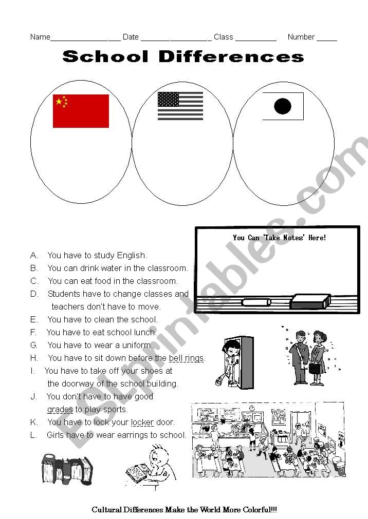 Activity for Teaching ´have to´ and Cultural/School differences - ESL ...