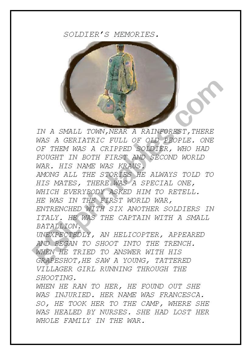 SOLDIER´S MEMORIES. - ESL worksheet by 1939