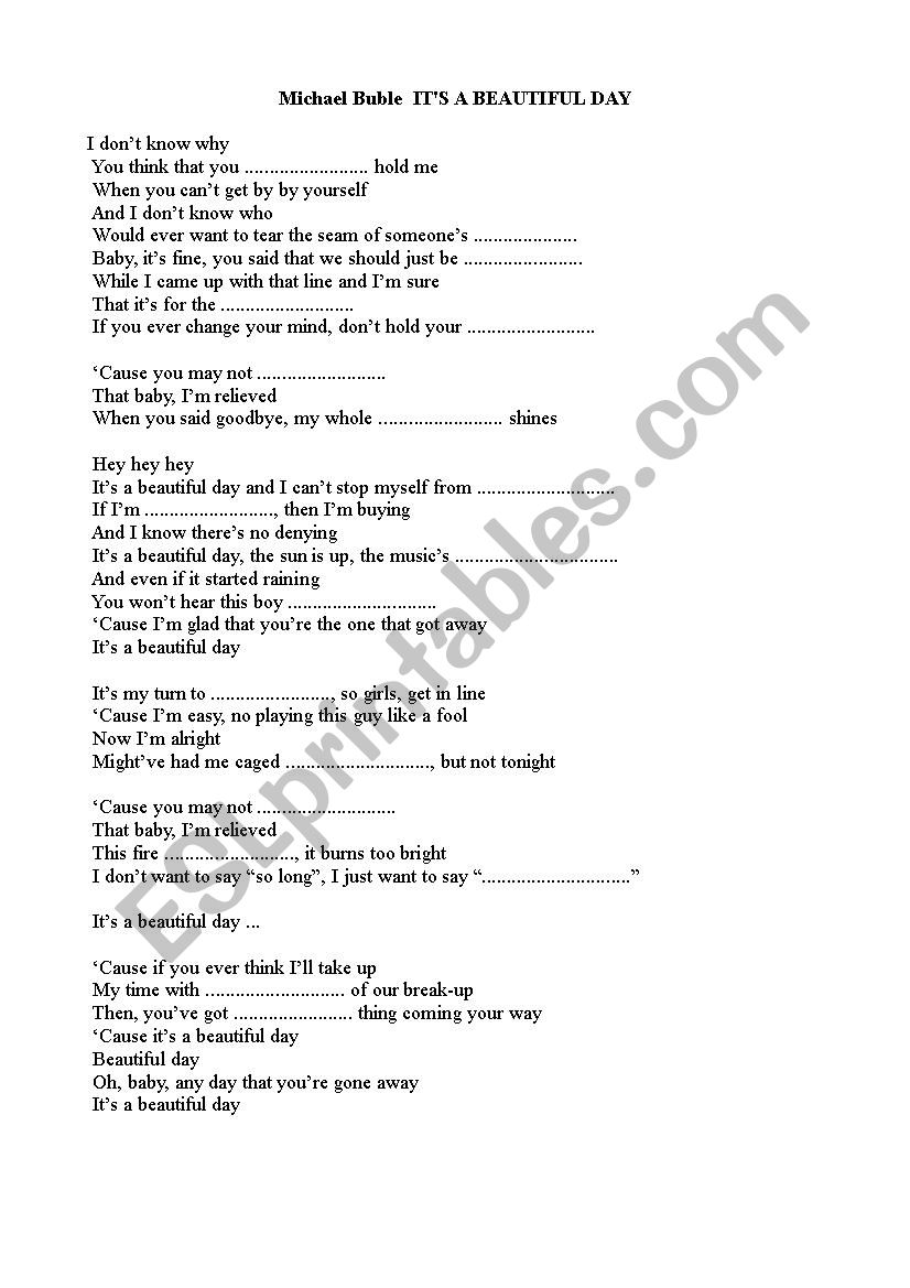 it´s a beautiful day - ESL worksheet by katierina