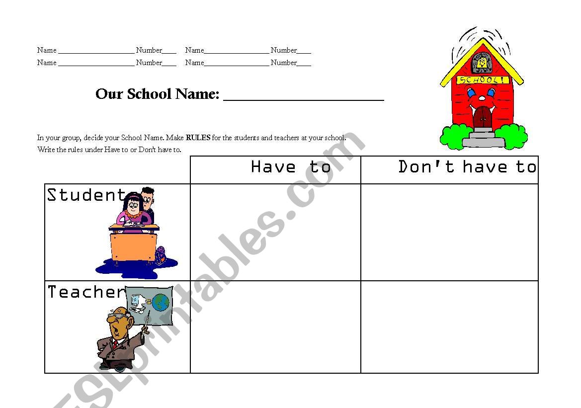 Our School (have to/don´t have to school rules) - ESL worksheet by ...