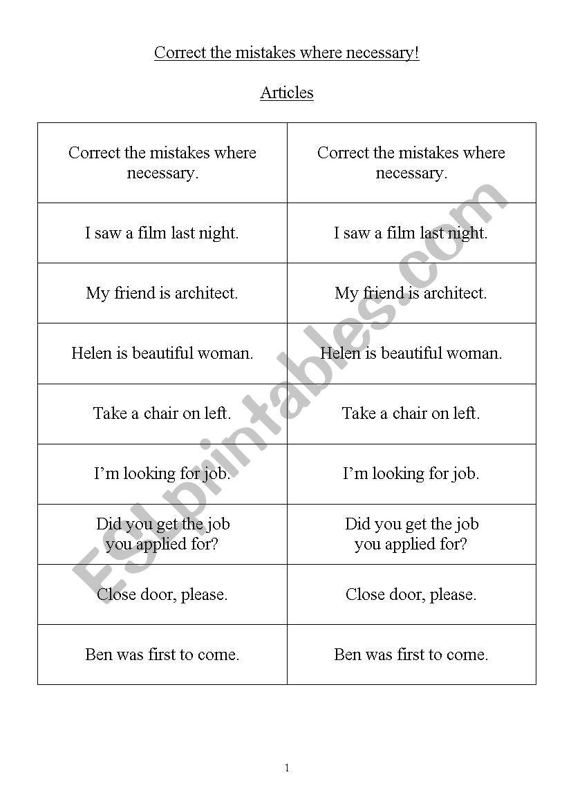 ´Correct the mistakes where necessary´ - ESL worksheet by *Maria*