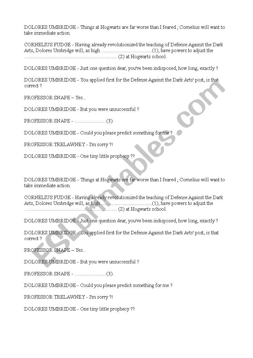 Dolores Umbridge´s rules - ESL worksheet by marie-nieto