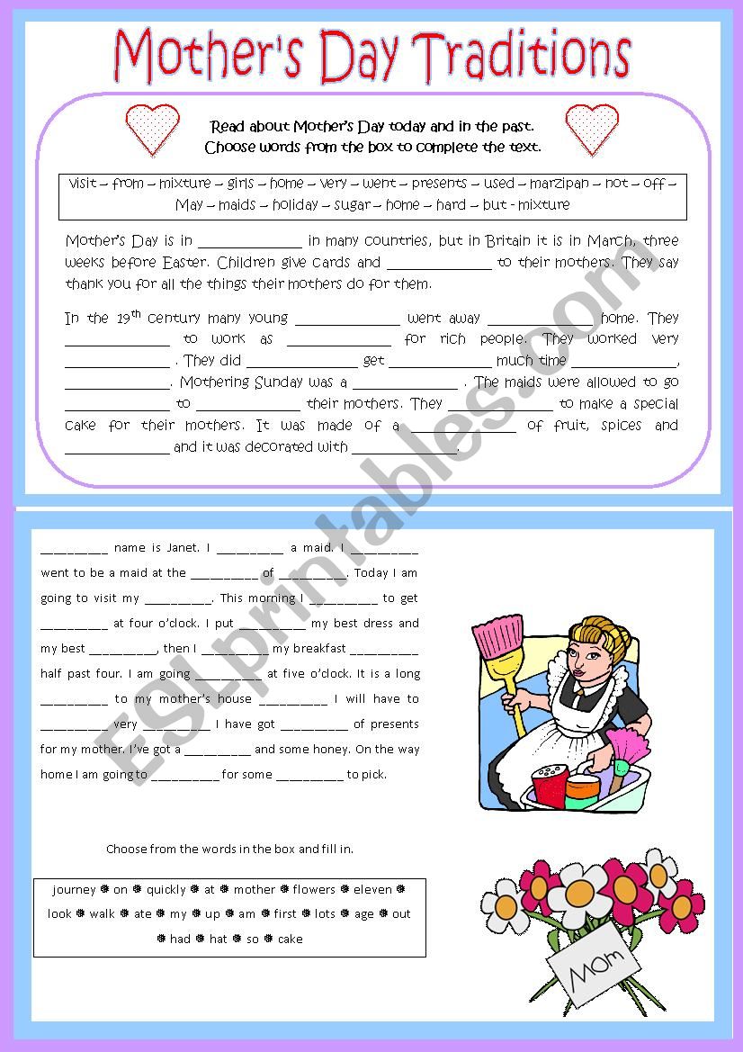 Mother´s Day Traditions - ESL worksheet by Krümel