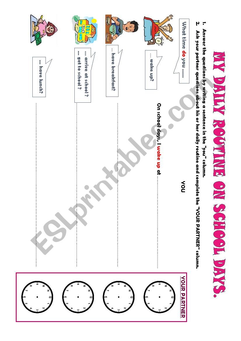 What´s your typical day like ? - ESL worksheet by funkyhead24
