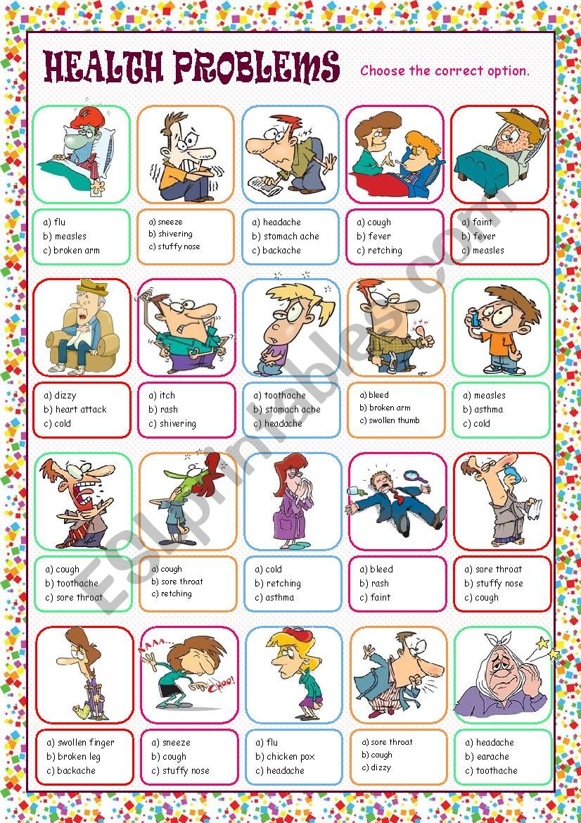 What´s Wrong with You? (Health Problems) Multiple Choice - ESL ...