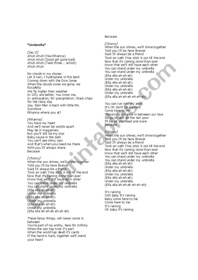 Rihanna Umbrella Guitar Chords