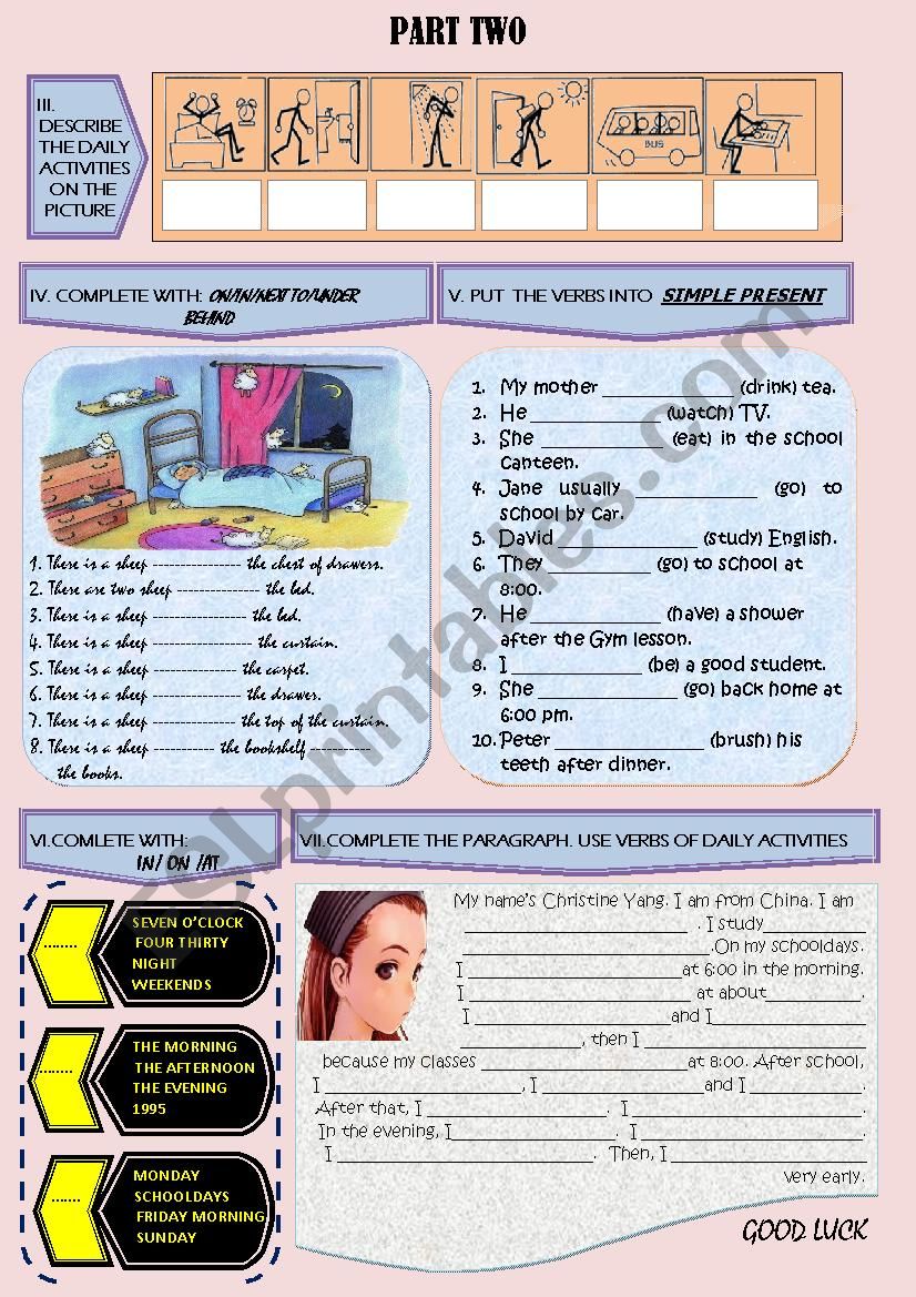 THE TWIN´S ROUTINE (PART TWO) - ESL worksheet by aadnan touil