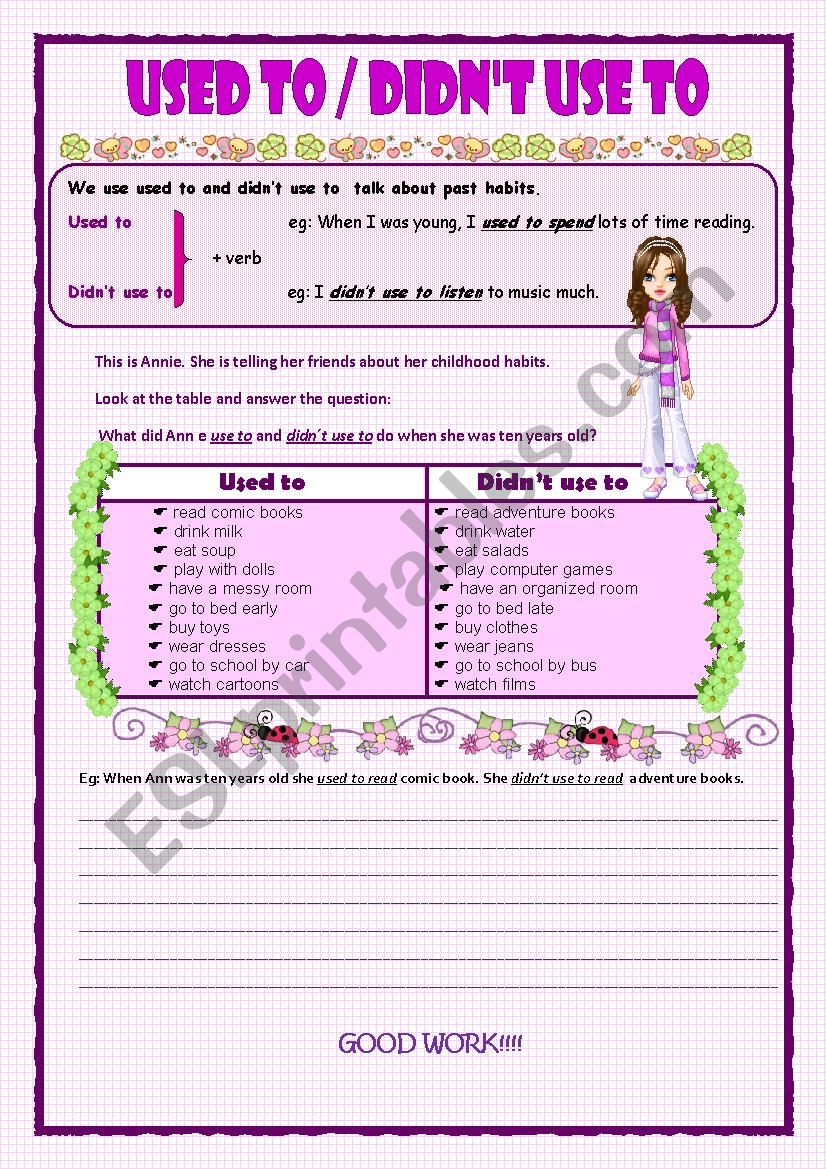 Used to/didnÂ´t use to - ESL worksheet by ameliajesus