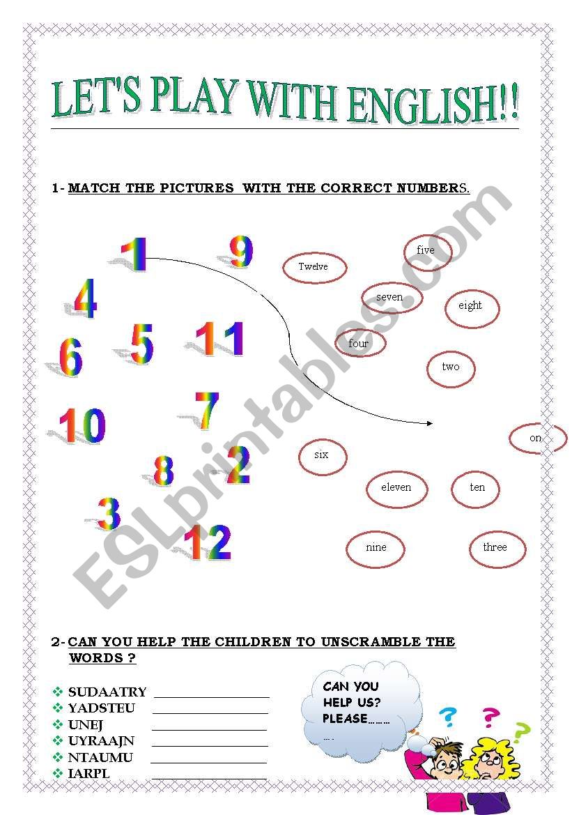 LET´S PLAY WITH ENGLISH 1 - ESL worksheet by cely