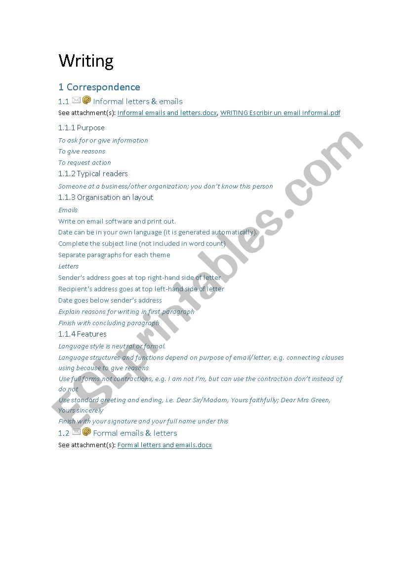 Writing types - ISE I - ESL worksheet by T603474