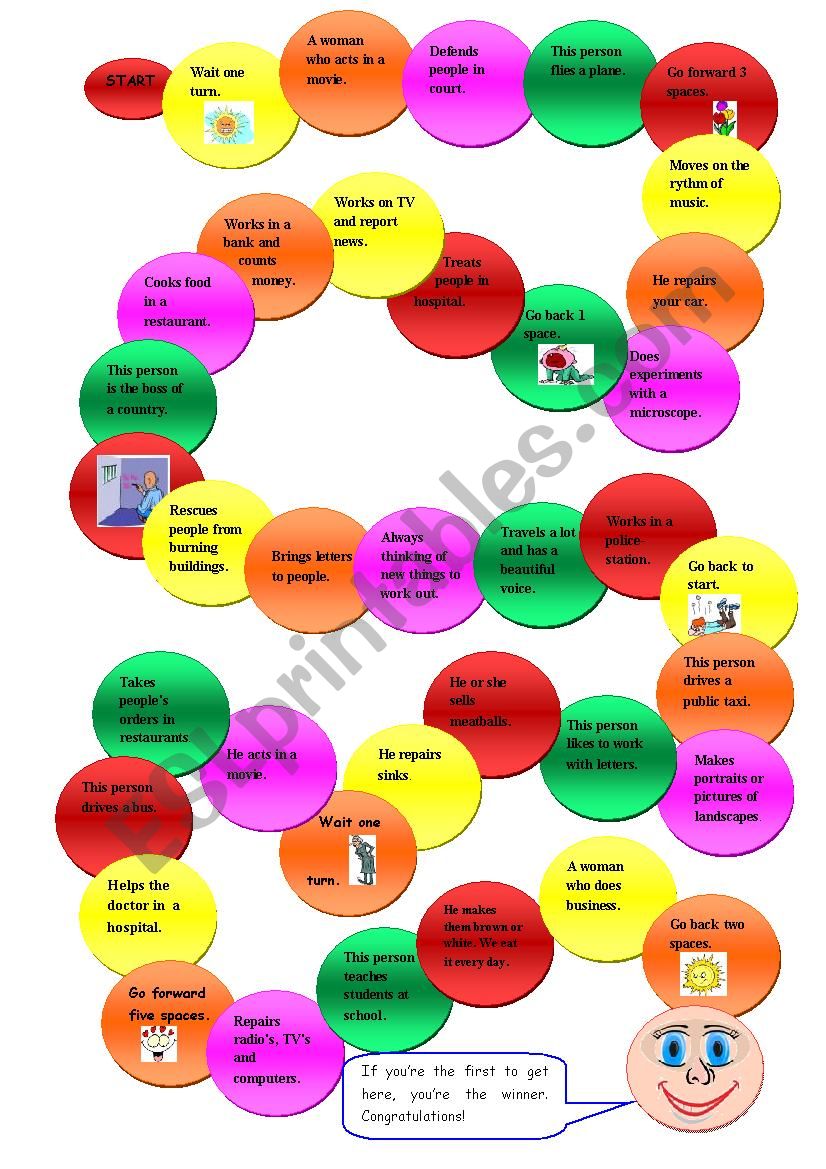 Job´s board game - ESL worksheet by a.antonides