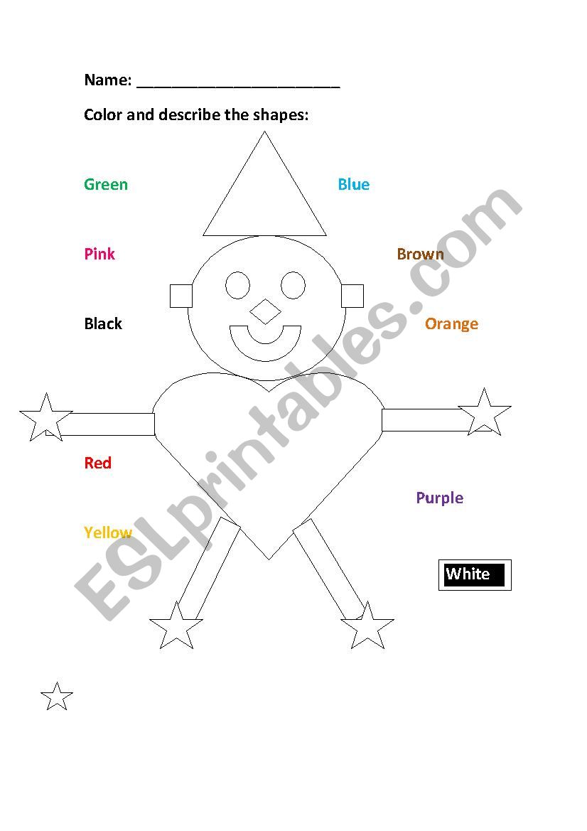 Colors and Shapes - ESL worksheet by renatadutrams