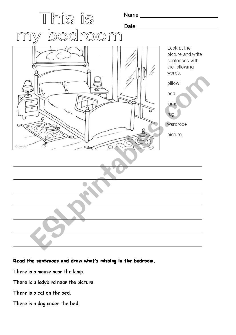 What´s in the bedroom? - ESL worksheet by Fraulein