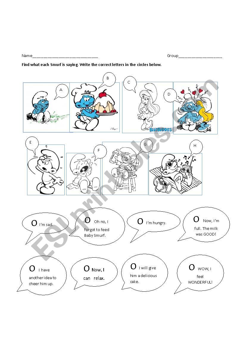 I´m feeling SMURF! - ESL worksheet by pameladion24