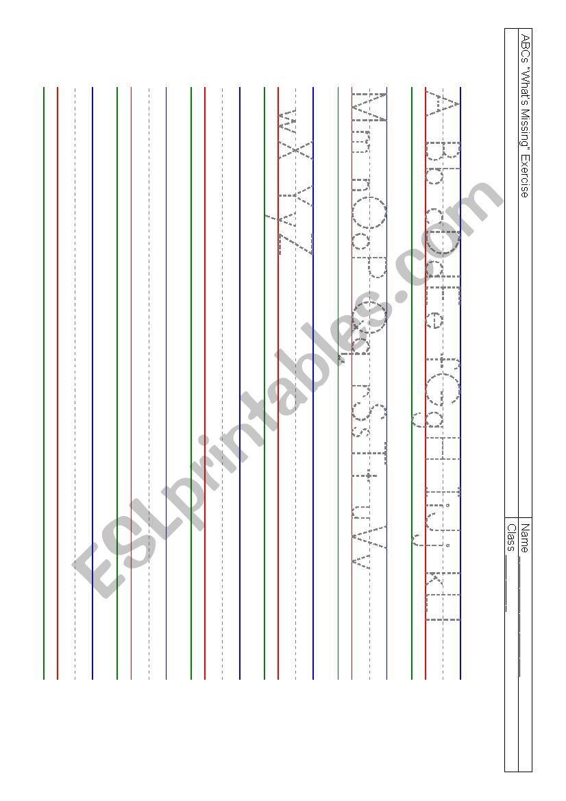 ABCs "What´s Missing?" Exercise - ESL worksheet by ajmiyazaki