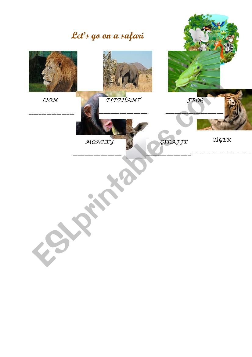 LetÂ´s go on a safari - ESL worksheet by SilviaAbril