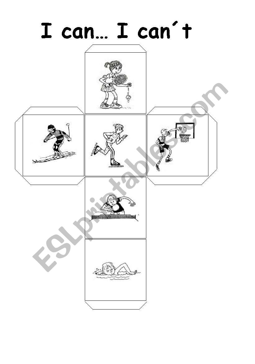 I can, I can´t dice - ESL worksheet by Danca